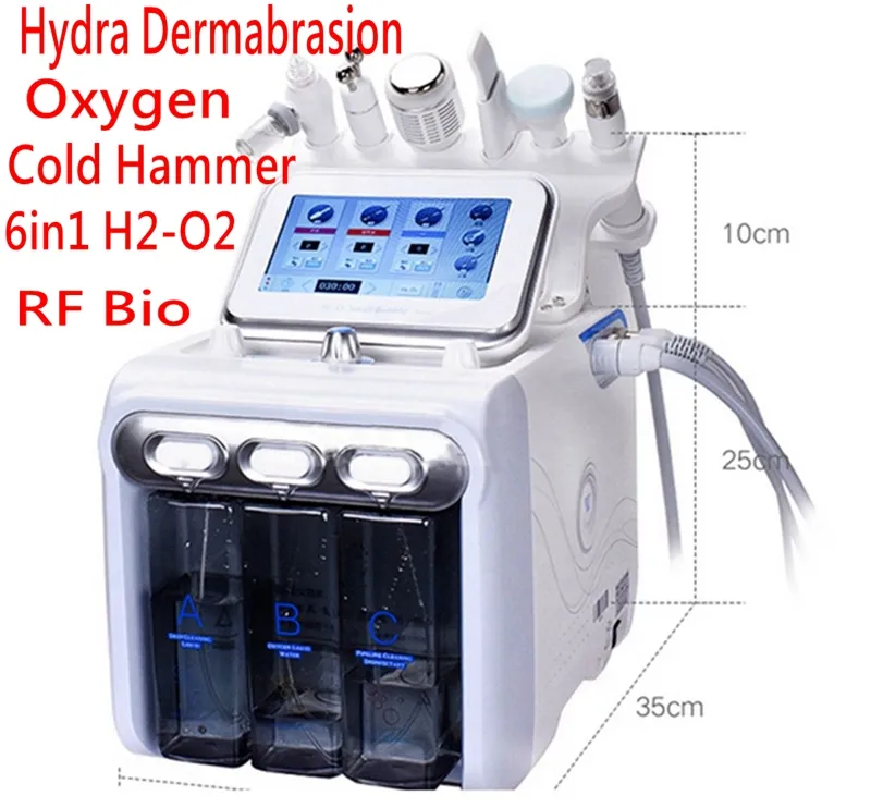 6-in-1 Hydra Facial Machine: H2-O2 Dermabrasion, Aqua Peel, RF Bio ...