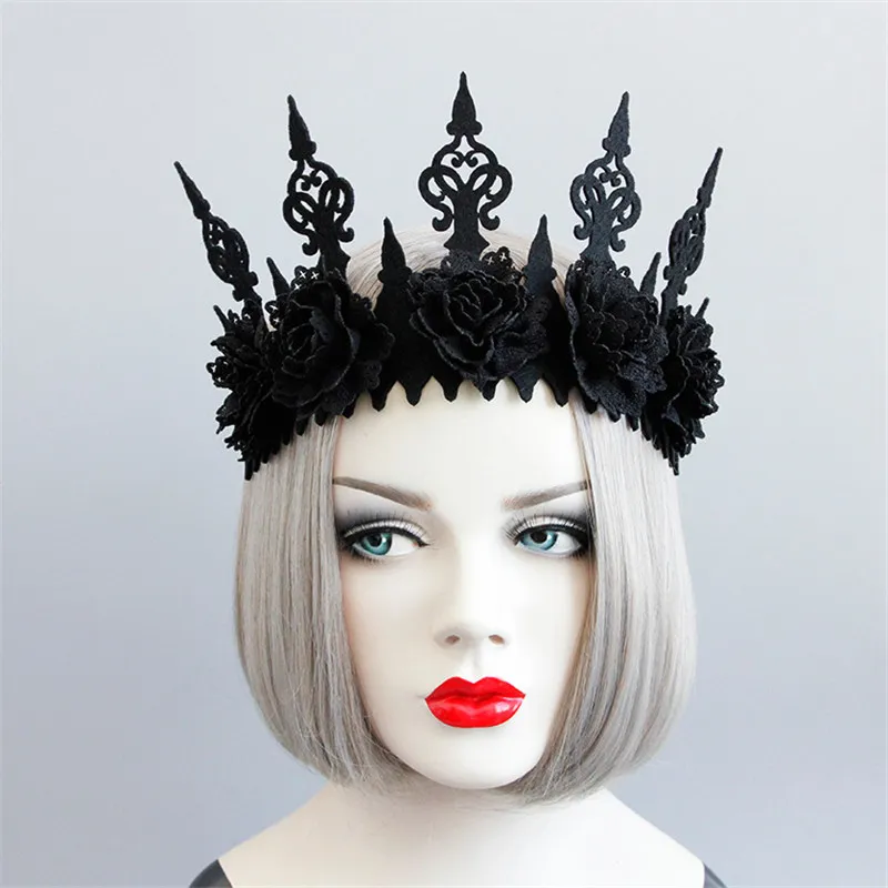 Dark Gothic Wind Gothic Headband With Black Crown For Halloween ...