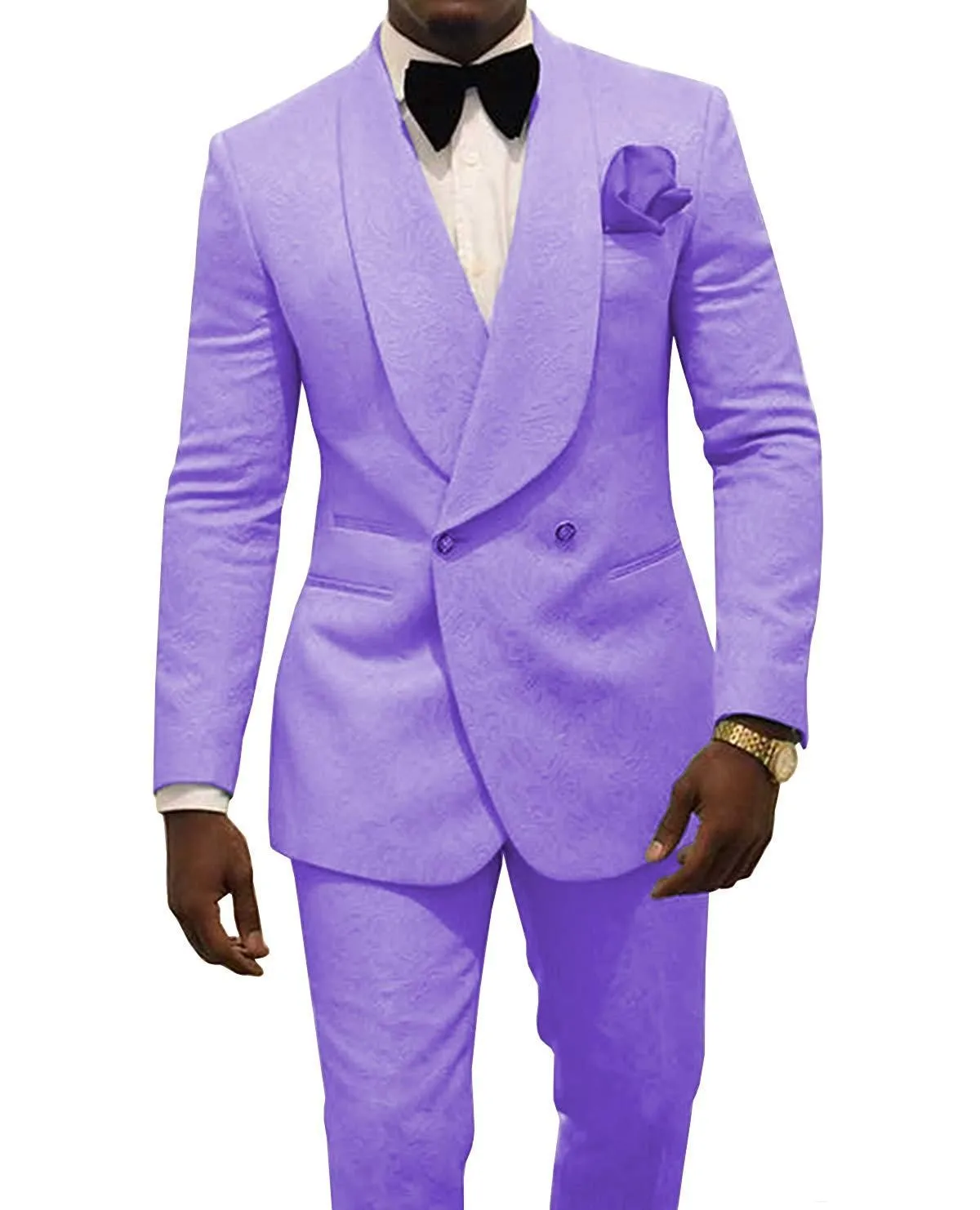 Lavender Men Wedding Tuxedos Embossing Groom Tuxedos Excellent Men ...