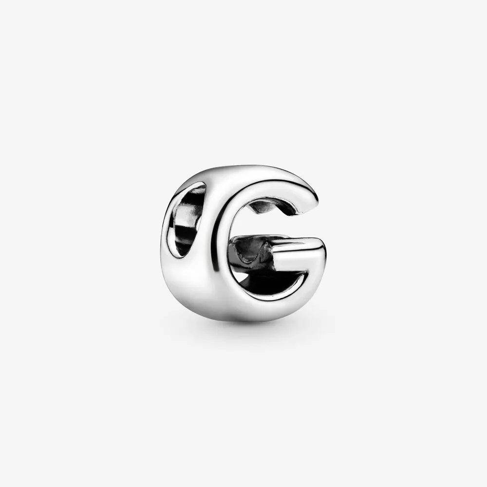 925 Sterling Silver Letter G Alphabet Charm for European Charm Bracelet ...