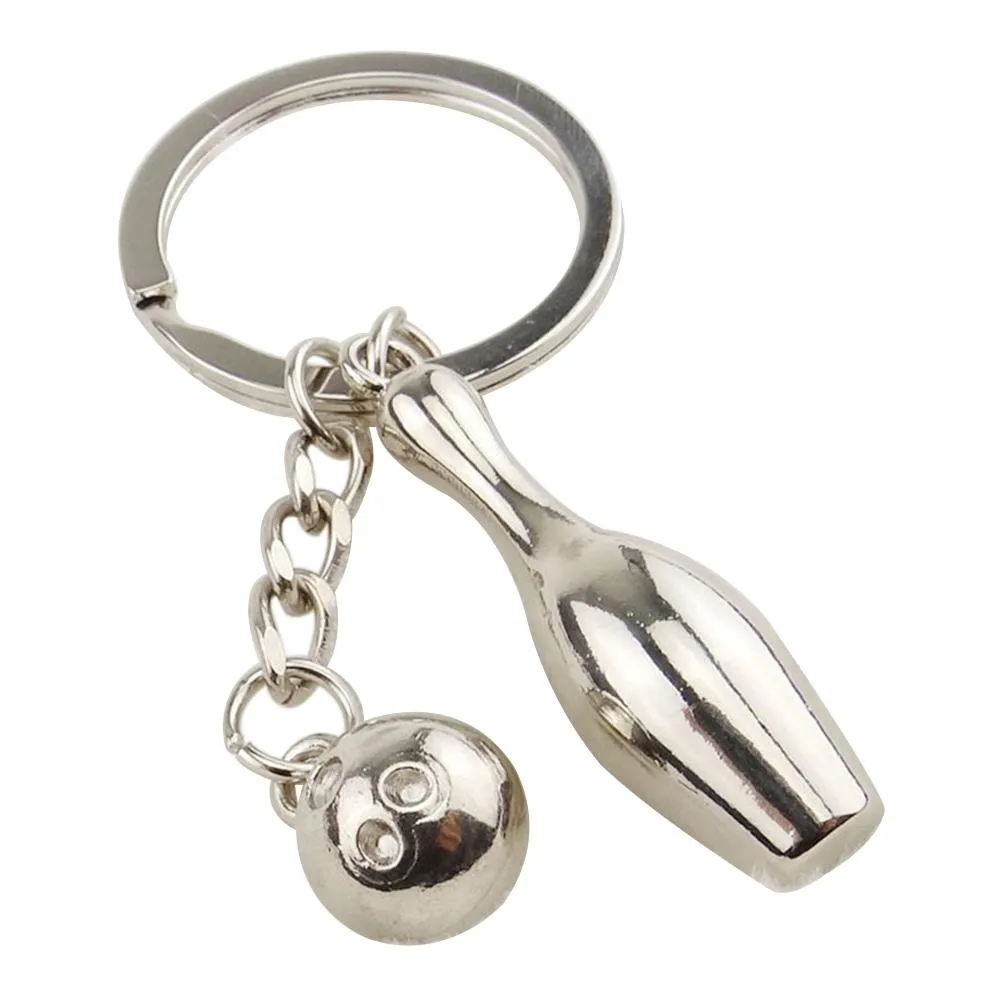Ball Chain Keyring: Bowling Pin Pendant Keychain, Silver Alloy Car Key ...