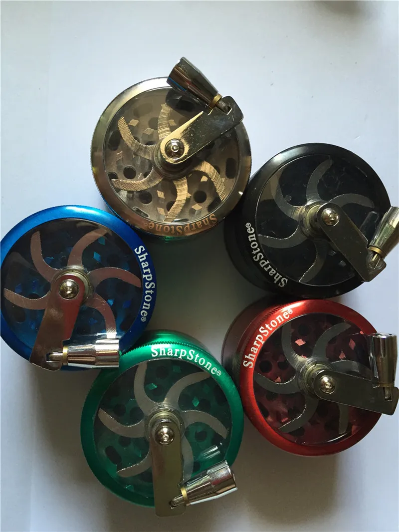 53mm 4layer Zicn Alloy CNC Hand Crank Sharpstone Metal Herb Grinder ...
