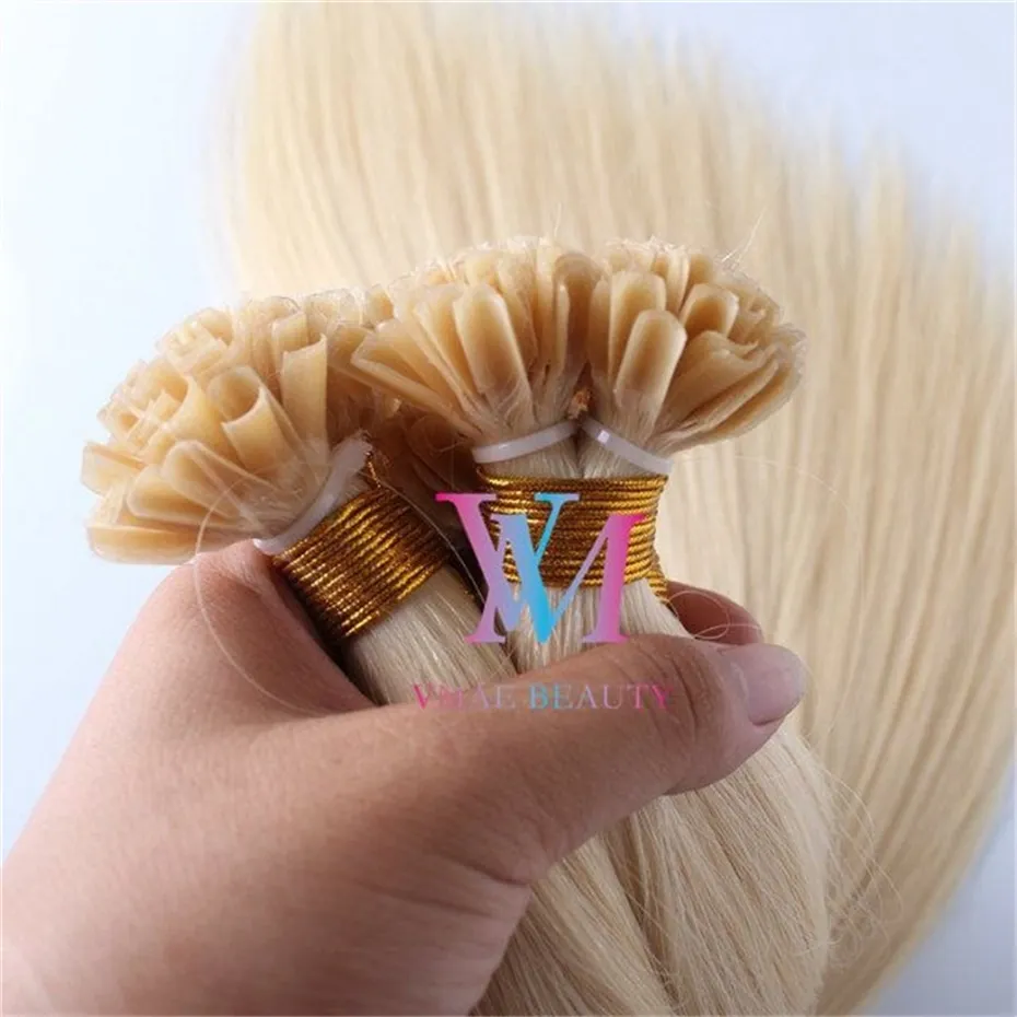 Natural Brown Blonde Straight Pre Bonded Keratin U Tip Virgin Remy ...