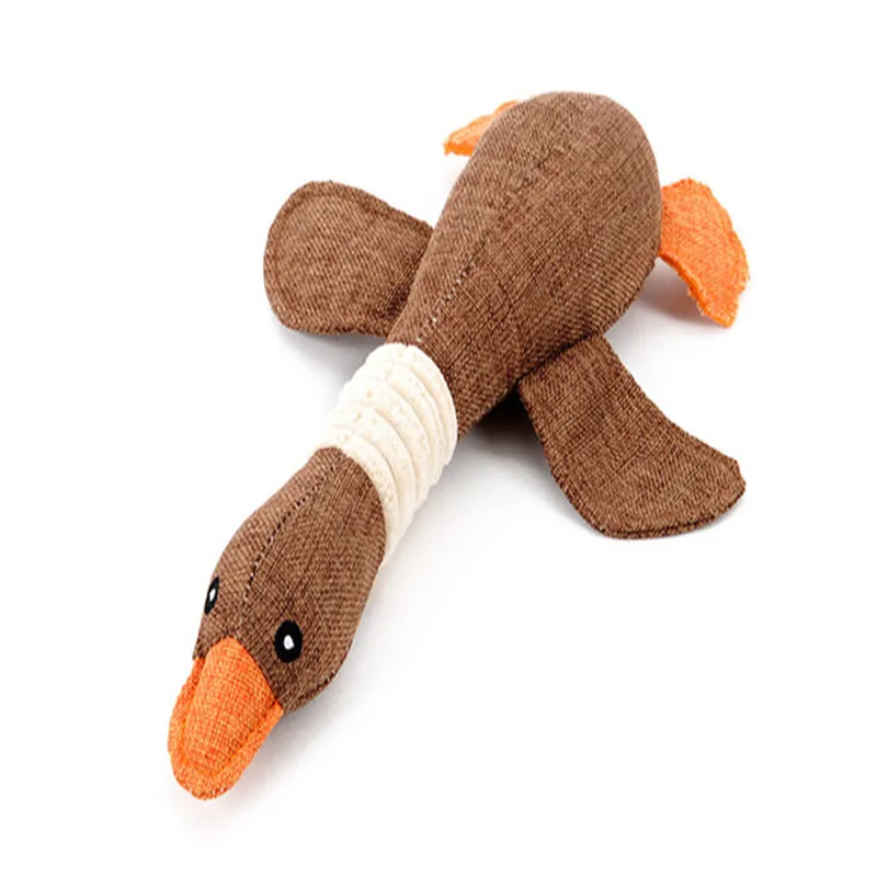 Pet Burlap Duck Toy For Dogs Squeaky Plush Bite Resistant Chew Toy With ...