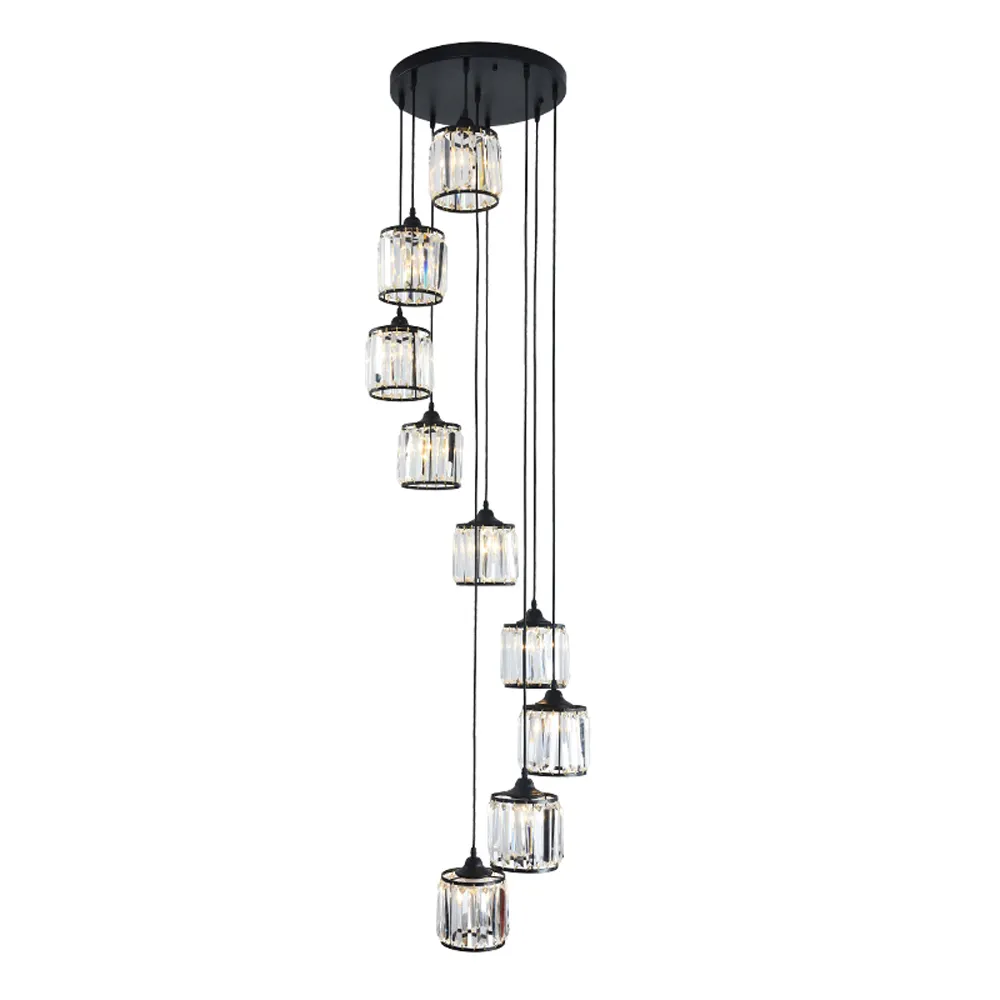 ₩341918에서 포스트 모던 계단 램프 빌라 호텔 중동 층 로비 점프 나선형 계단 펜던트 조명 럭셔리 크리스탈 펜던트 램프