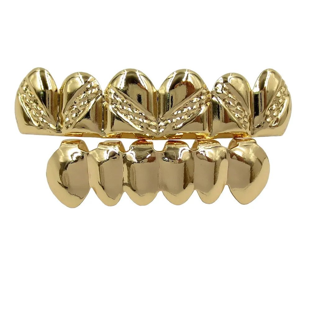 18K Gold Plated Copper Teeth Braces Hip Hop Gold Teeth Grillz With ...