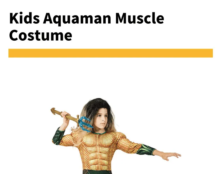 Kids Dc Comic Superhero Aquaman Muscle Dress Up Halloween Fancy Dress ...