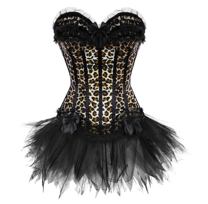 S Xxl Women Burlesque Overbust Corset Bustier Top With Mini Tutu Skirt