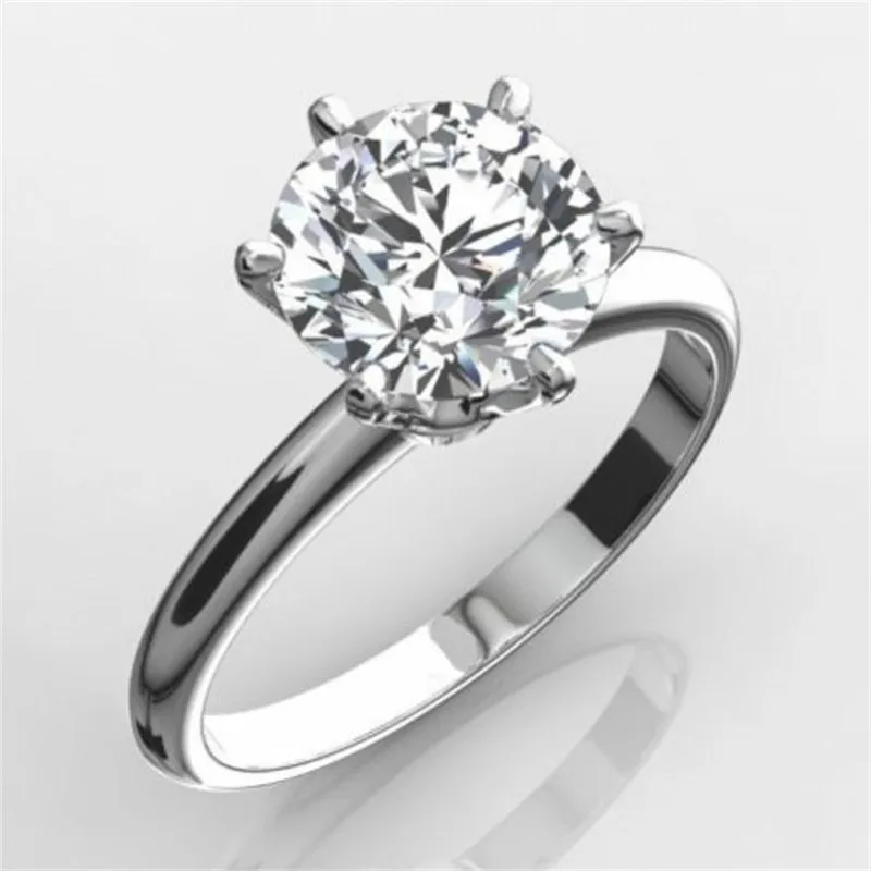 Luxury 2ct Round Cut Sona Diamond Sterling Silver Ring For Women Perfect For Weddings And ...