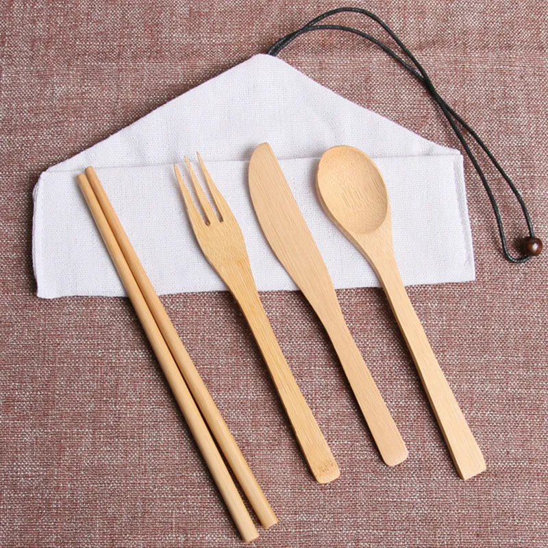 Bamboo Dinnerware Set Portable Bamboo Kitchen Utensil Set With Knife ...