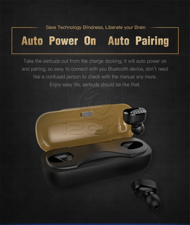 TWS T16 Bluetooth 5.0 Wireless Headset Touch Control Earphones IPX 7 ...