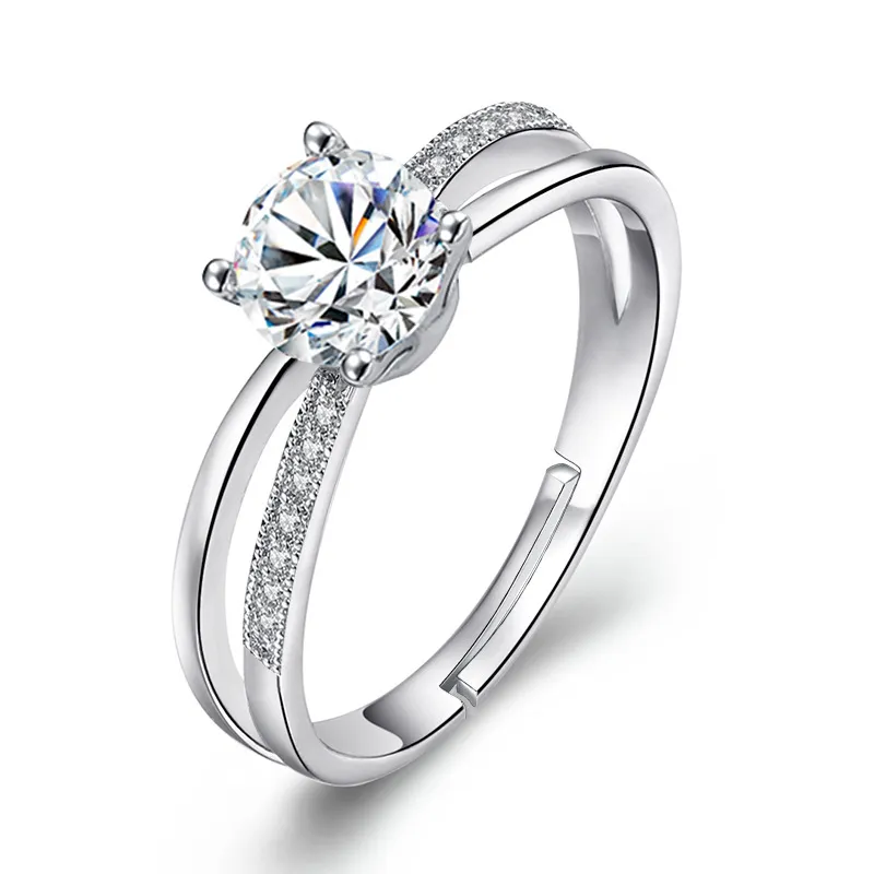 Cross Cubic Zirconia Adjustable Knuckle Ring for Women Silver Plated ...