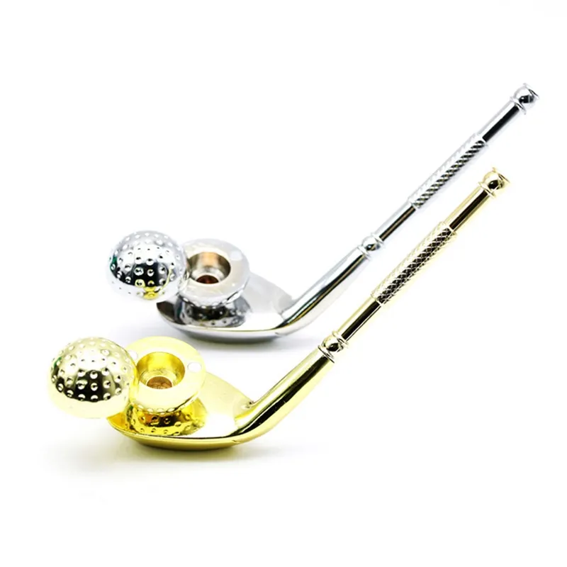 Gold Silver Mini Smoking Pipe Portable Aluminum Alloy Golf Ball Shape ...