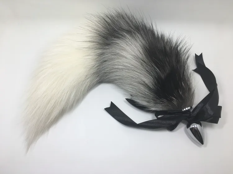 Real Fox Fox Tail Fake Plug 40cm/16 Silk Metal Stainless Butt Toy ...