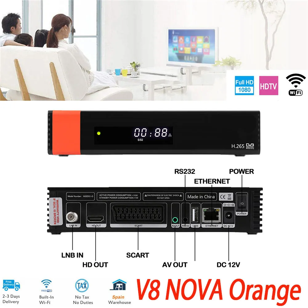 Receptor Satellite Receiver V8 Nova HD 1080P Cccam Cline For 2 Years ...