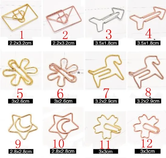 Cute Metal Paper Clips - 33 Styles Gold Decorative Clips: Oval, Plum ...