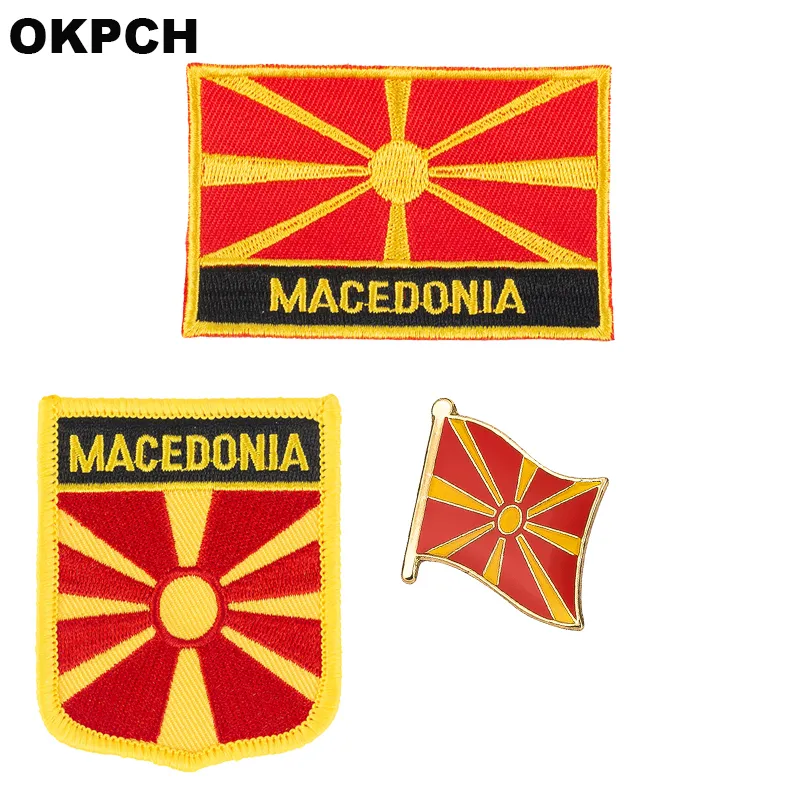 Macedonia Flag Patches 3 Pack | Sew On Iron On Patches For Clothing, Bags, Jackets & DIY ...