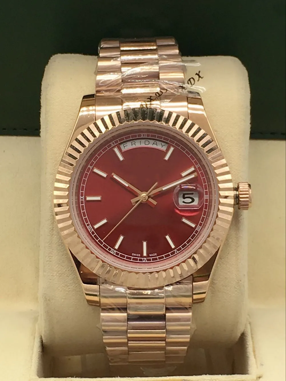 Mens 18K Gold Automatic Watch, Stainless Steel Luminous Wristwatch ...