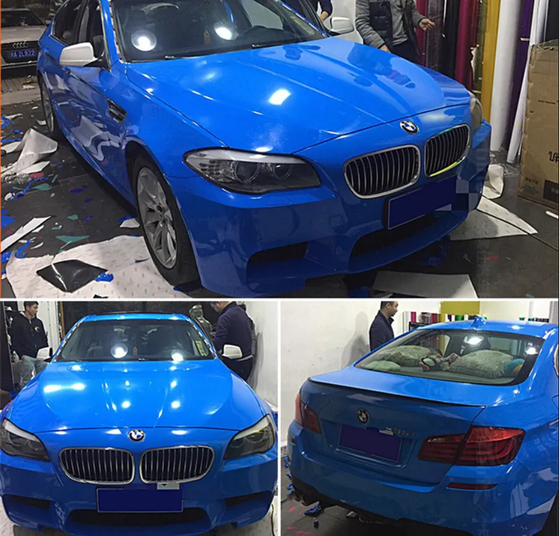 Dark Blue Gloss Vinyl Car Wrap Sticker Air Release 3 Layer Glossy Film ...