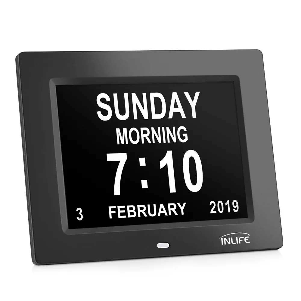 8 Digital Day Clock - Large Display Calendar Clock with 8 Alarms ...