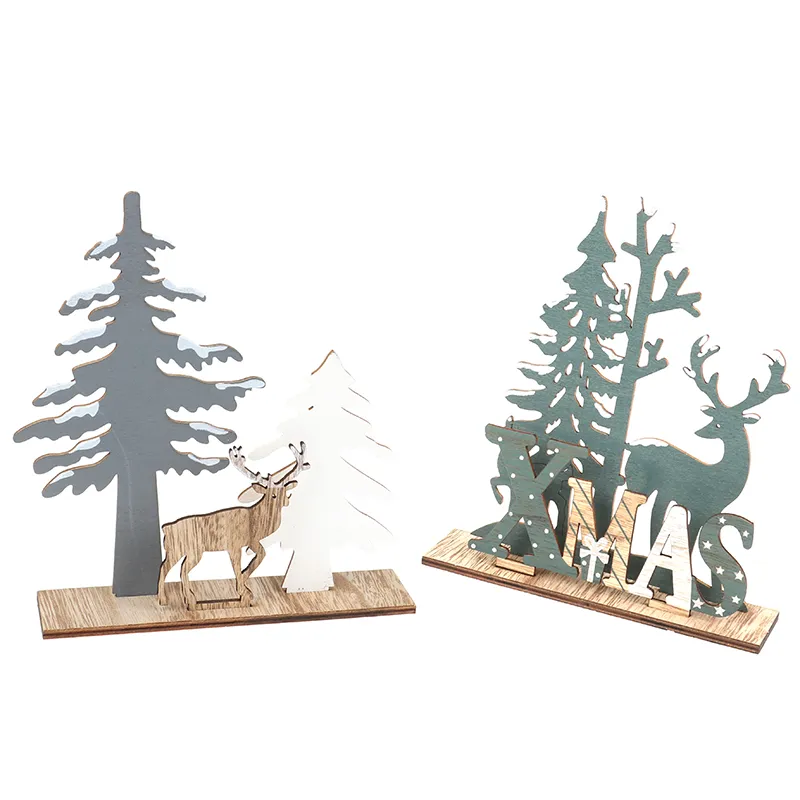Elk Xmas Tree Pendants Hanging Wooden Christmas Ornaments Party DIY ...