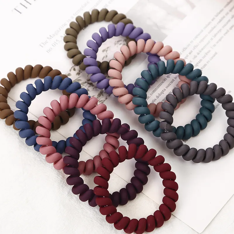 DHgate.com:Frosted Colored Telephone Wire Elastic Hair Bands For Girls ...