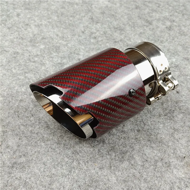 High Quality Glossy Red Carbon Fiber 45mm Exhaust Pipe With Universal ...