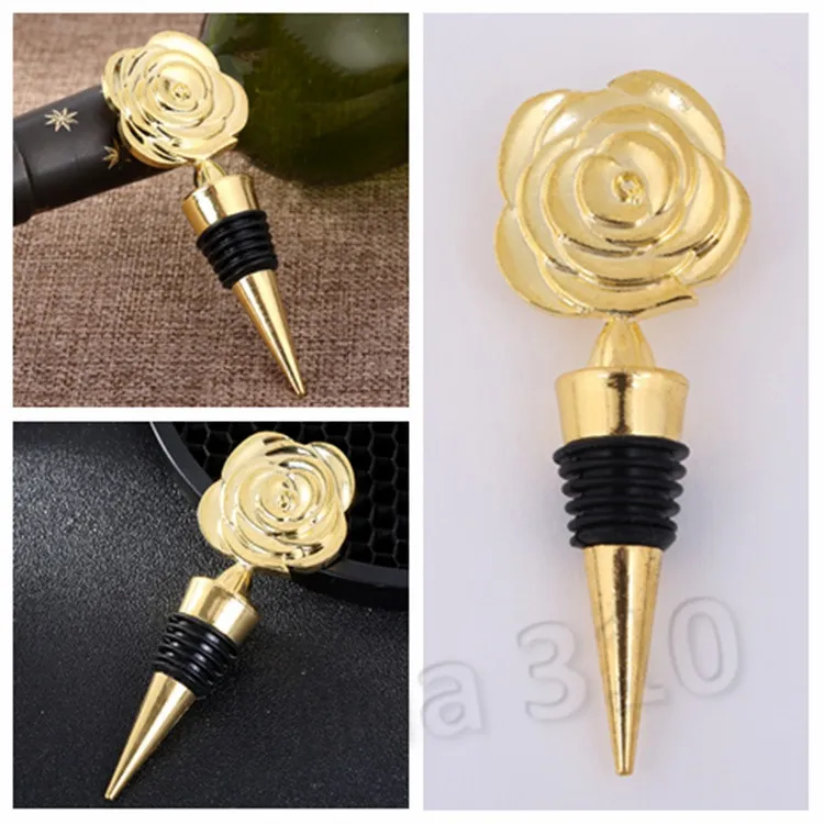 Gold Rose Wine Stoppers Stoppers With Gift Boxes Rose Flowers Wine ...