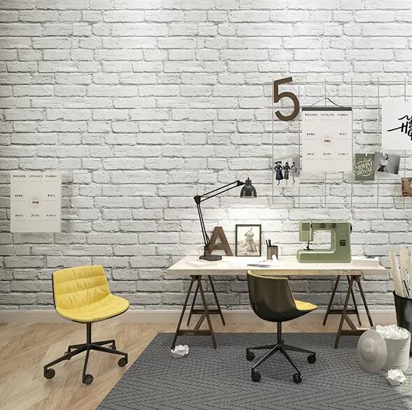 Modern Rustic Waterproof 3d Textured Brick Wallpaper With White Brick ...