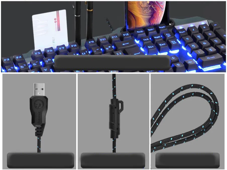 Professional RGB Backlit LED Gaming Keyboard Mouse With Metal Panel ...