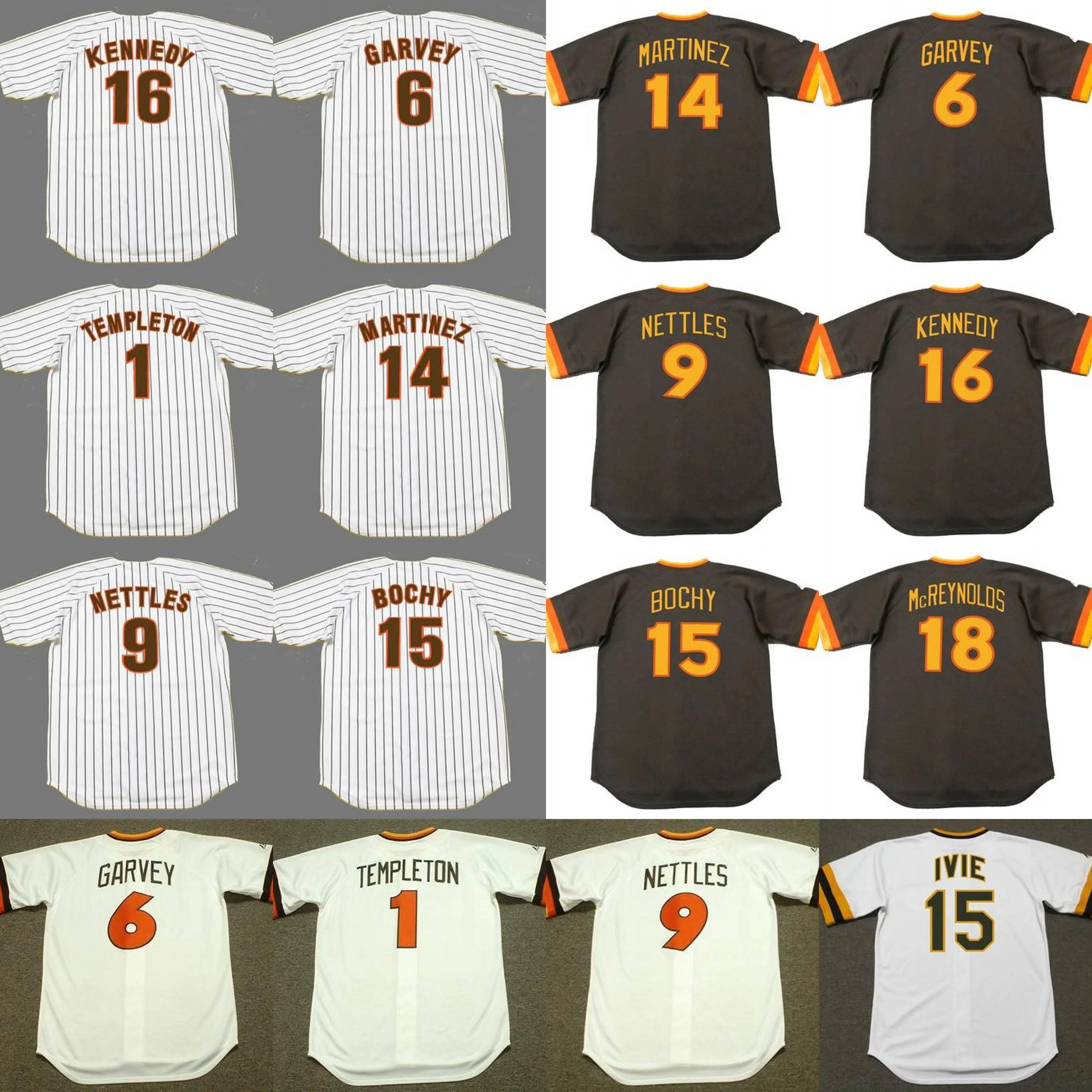 Custom 9 GRAIG NETTLES 14 CARMELO MARTINEZ 15 BRUCE BOCHY 6 STEVE GARVEY 1 GARRY TEMPLETON 16 ...