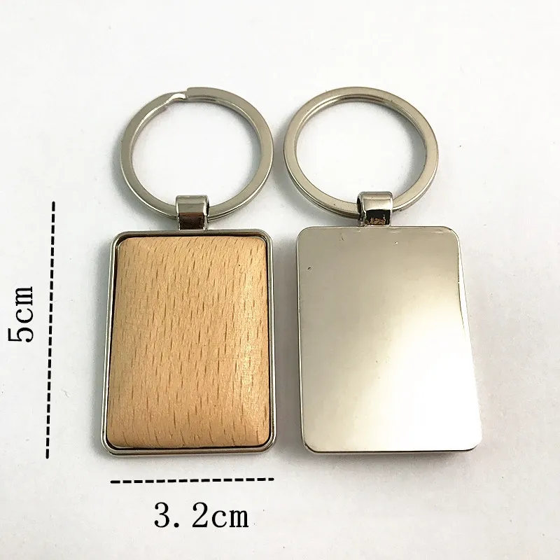 Metal Wood Keychains Key Chain Ring Round Heart Rectangle Simple DIY ...