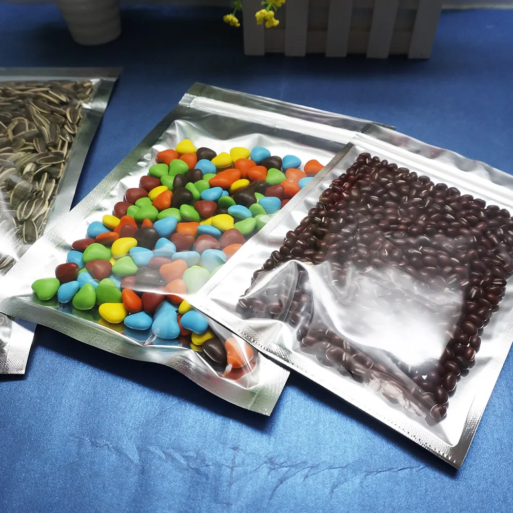 Wholesale Clear & Silver Metallic Aluminium Foil Zip Bag With Self ...