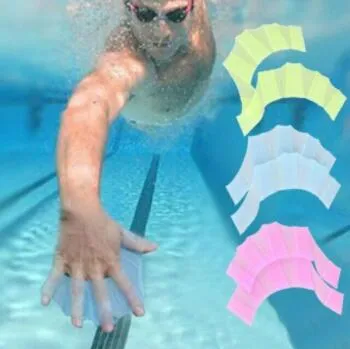 New Swimming Fingers Webbed Gloves Fins Silicone Hands Flippers Palms ...