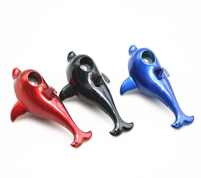 New Dolphin Metal Pipes Portable Hand Pipe With Screen Hookah Bong Herb ...