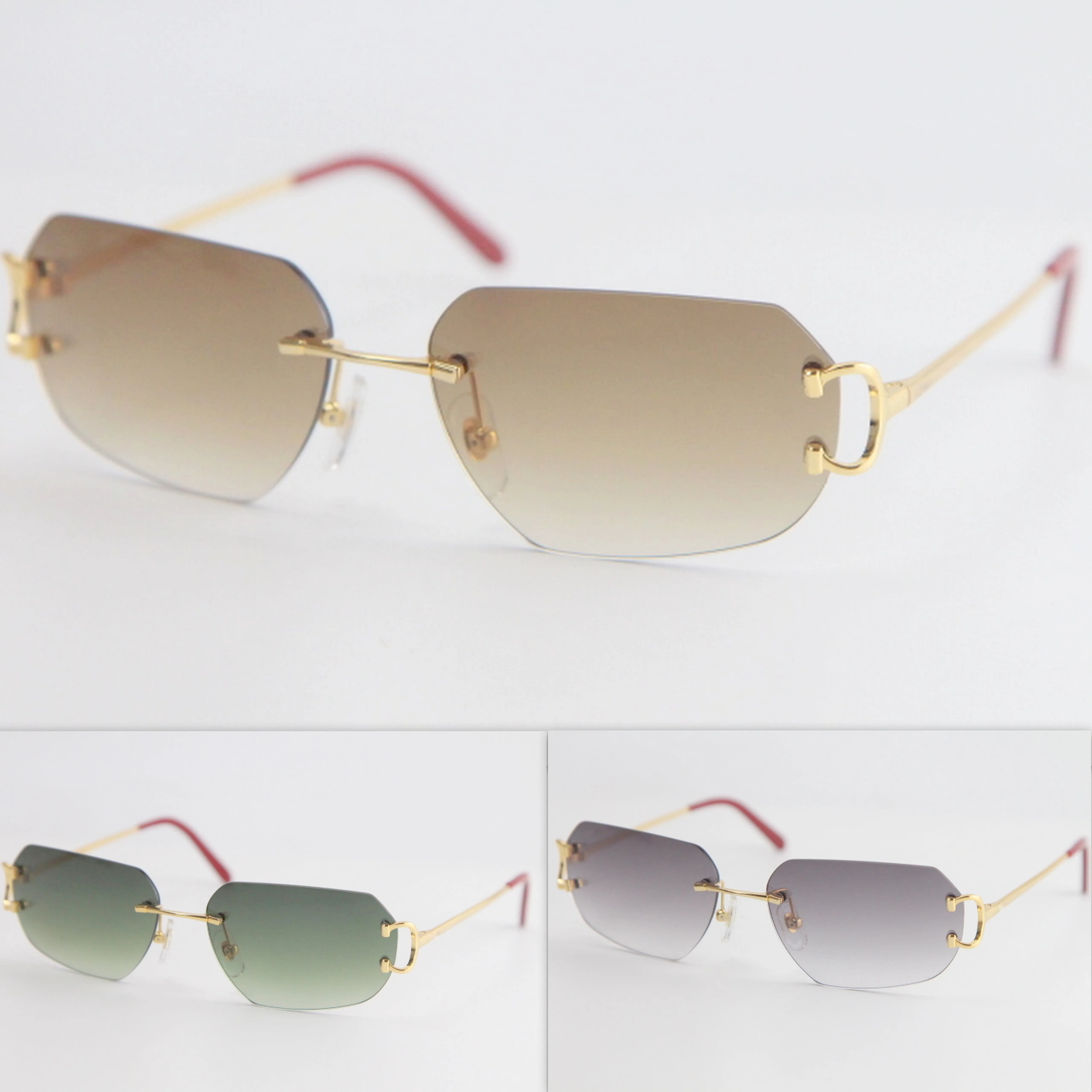 Wholesale Metal Rimless Men Women Large Square Sunglasses Wire Frame ...