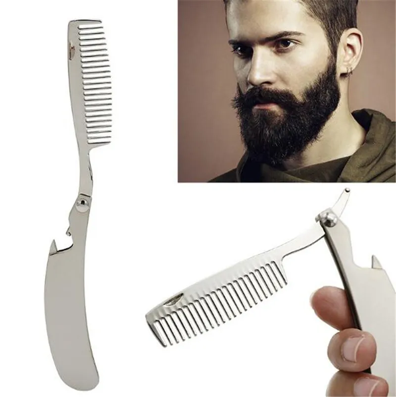Stainless Steel Folding Comb Set - Premium Men's Pocket Hair Brush for ...