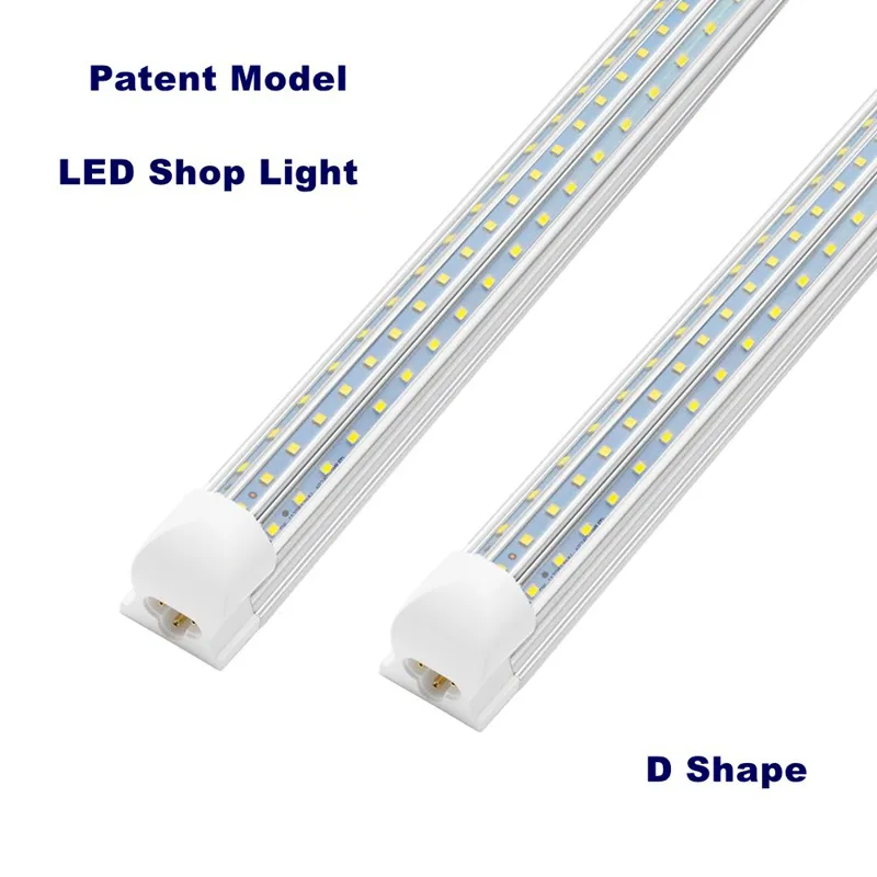 D-Shaped T8 LED Tube Lights 4FT 60W 8FT 120W Integrated 3-Row LED Shop ...