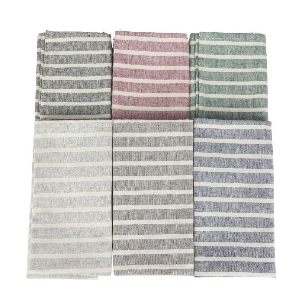 DHgate.com:Set of 12 Striped Cloth Napkins: Premium Linen Cotton Blend ...