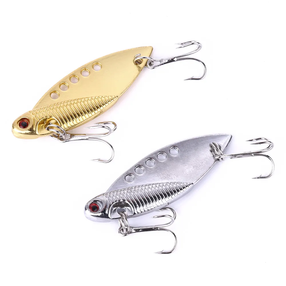 HENGJIA Vib Metal Fishing Lure Set 5CM/11G Bass Bait With 8# Hooks, Blue/Red 3D Eyes, And ...