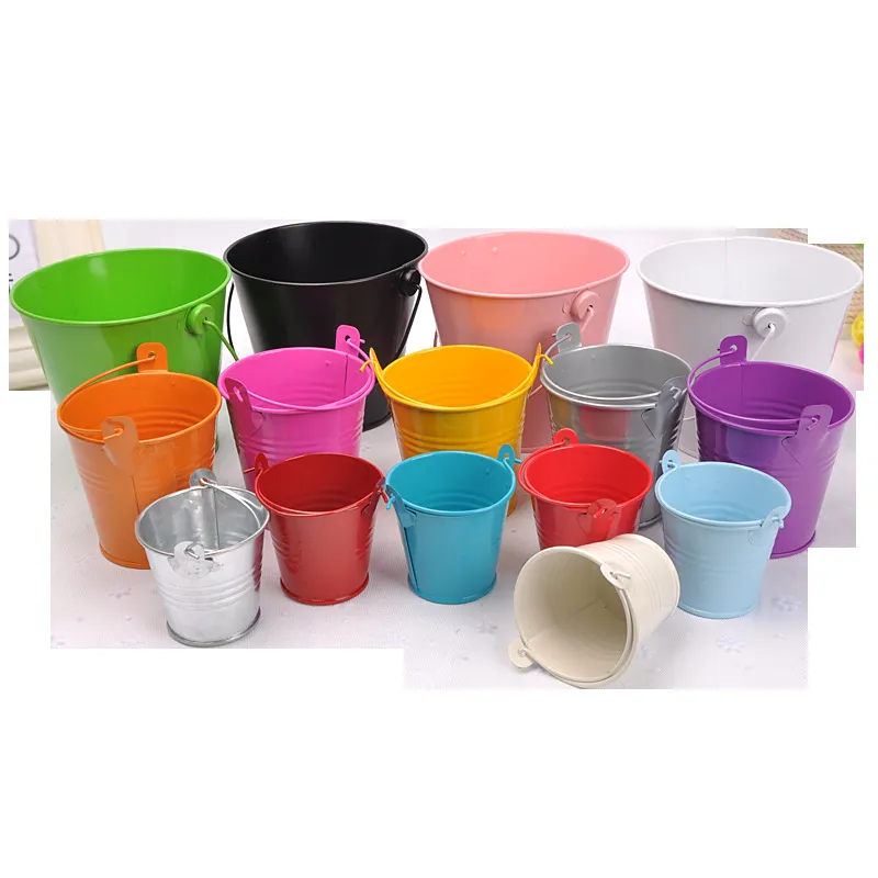 Metal Hanging Flower Pots - Removable Tin Buckets for Garden, Balcony ...