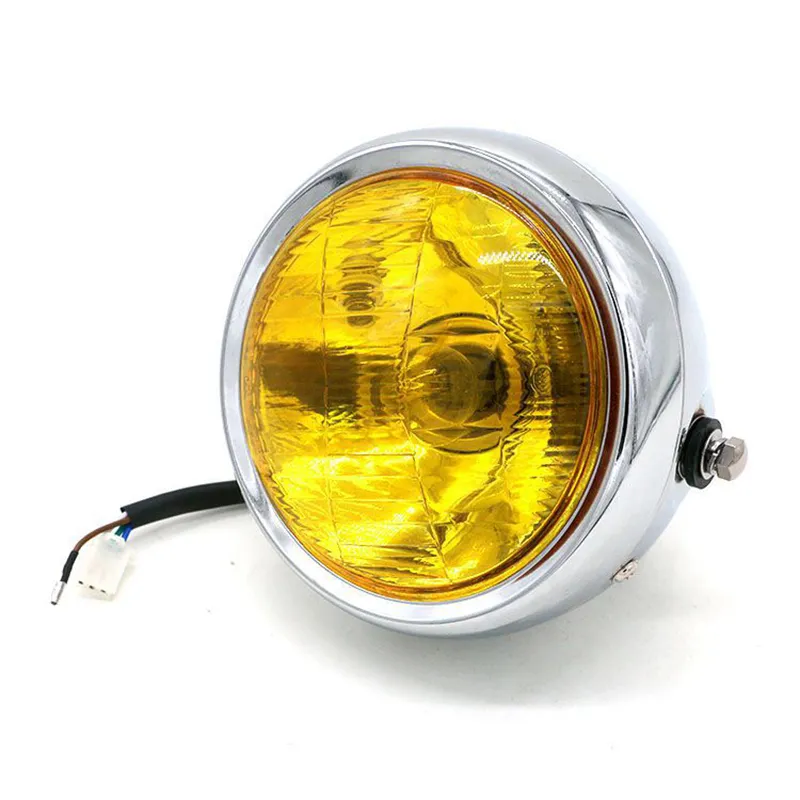 Universal 12V Round Motorcycle Headlight Vintage Style Front Lamp for ...