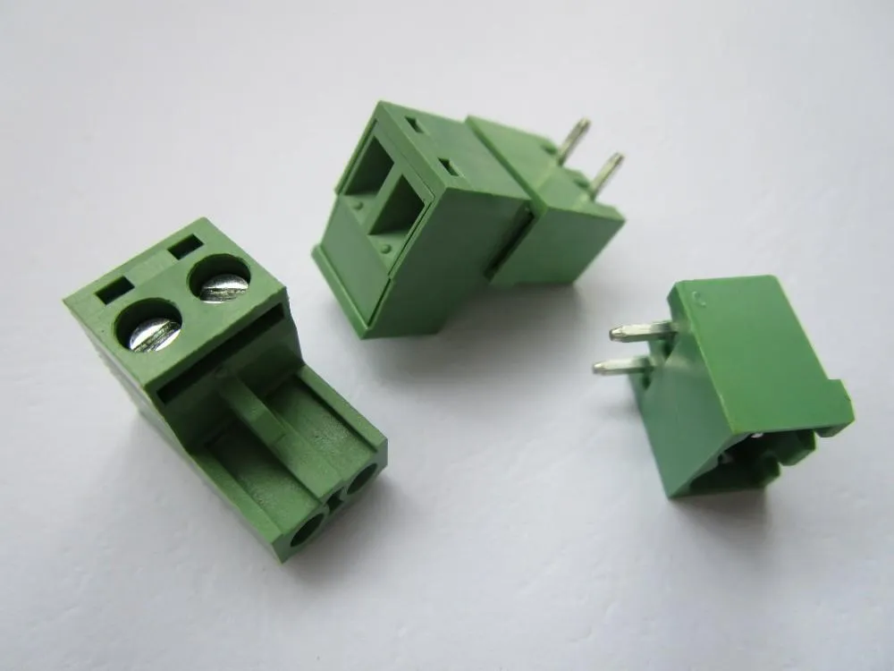 Screw Terminal Block Connectors 200 Pack, 5.08mm Pitch, 2 Pin, Green ...