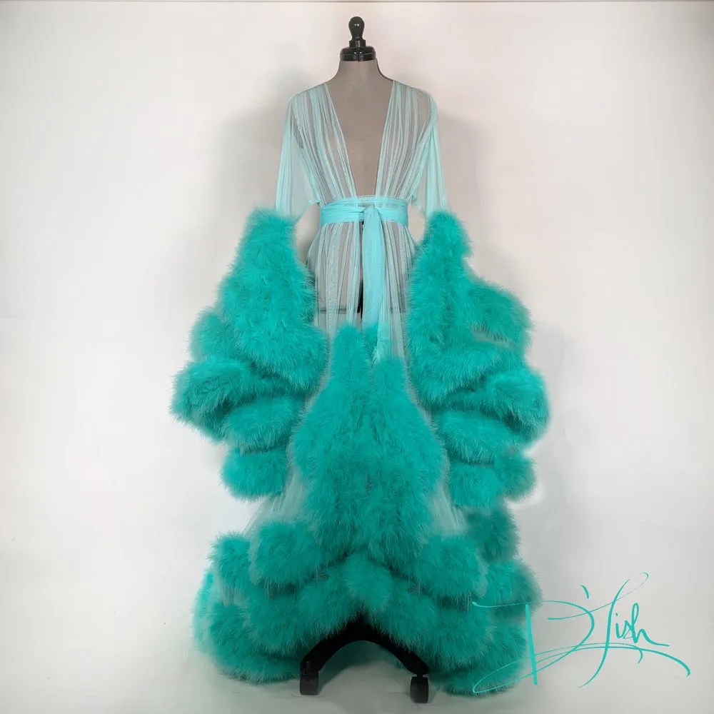Japanese Kimono Bathrobe, Feather Lingerie: Women's A Line Ostrich ...