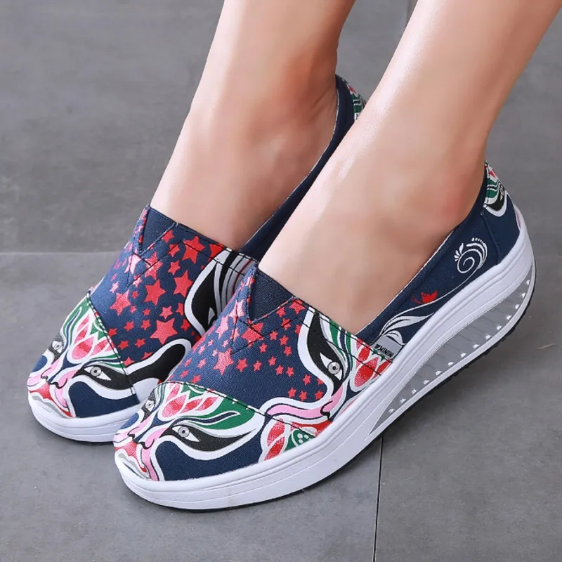 Women's Toning Wedge Shoes - Body Shaping Platform Sneakers, Slip-On ...