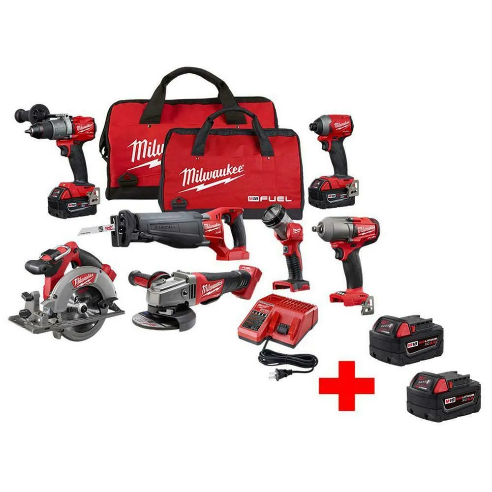 Premium 18V Cordless Power Tool Combo Kit 7-Piece - Brushless Motor ...