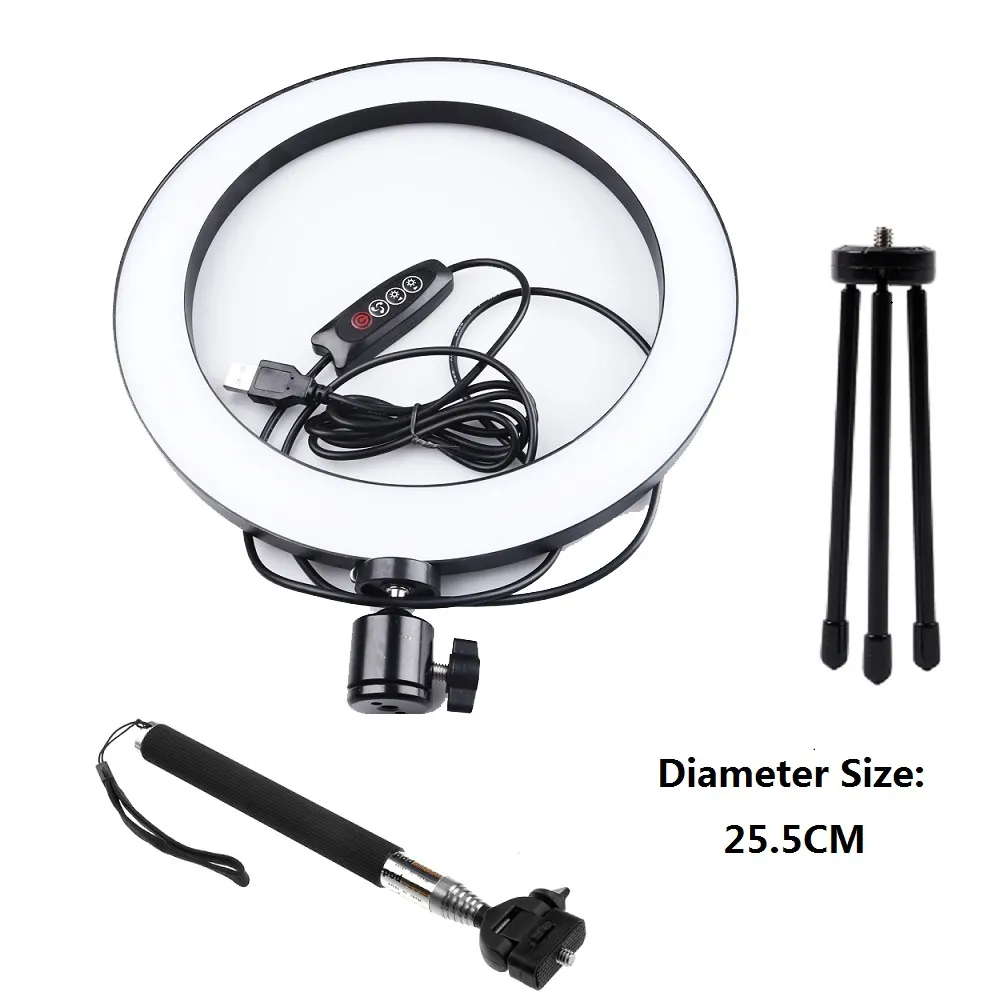 Dimmable LED Ring Light Kit - Studio Camera Light with Tripod & Phone ...