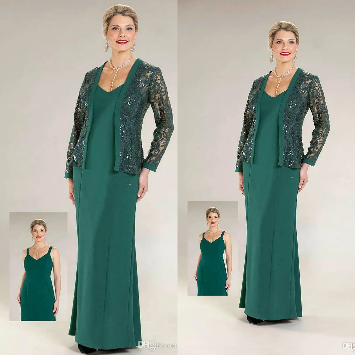 2020 Ursula Long Mother Of The Bride Dresses With Lace Jacket Scoop ...