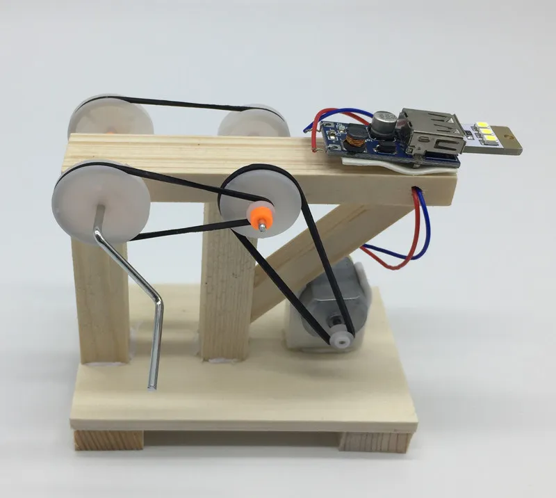 Hand-crank generator device for ages 12-14, metal and plastic science ...