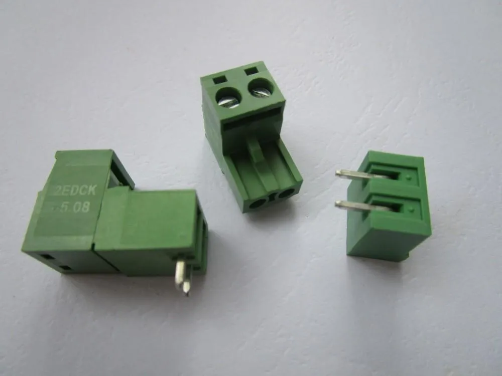 Screw Terminal Block Connectors 200 Pack, 5.08mm Pitch, 2 Pin, Green ...